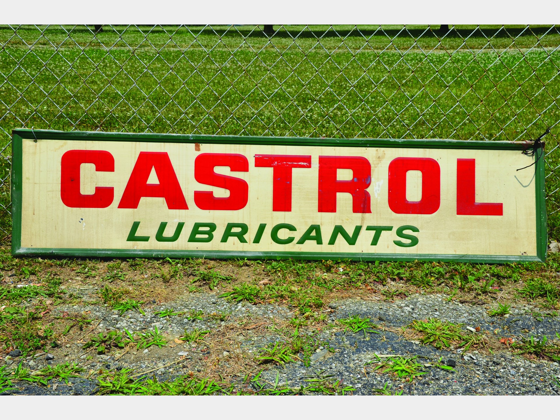 A single-sided, tin painted ‘Castrol Lubricants' sign, 71.5 x 12 ... A single-sided, tin painted ‘Castrol Lubricants' sign, 71.5 x 12 ...